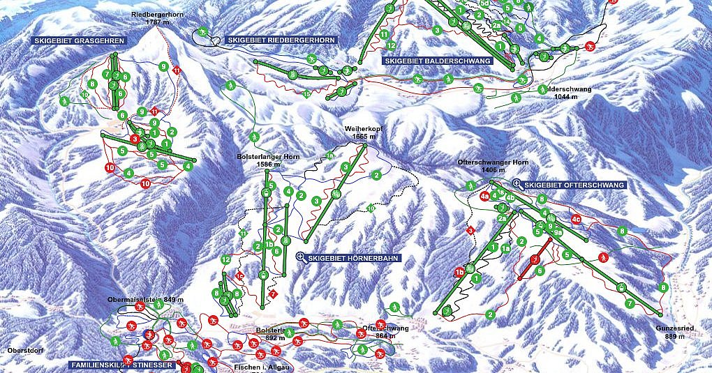 Pistenplan Skigebiet Ofterschwang-Gunzesried | Hörnerdörfer im Allgäu